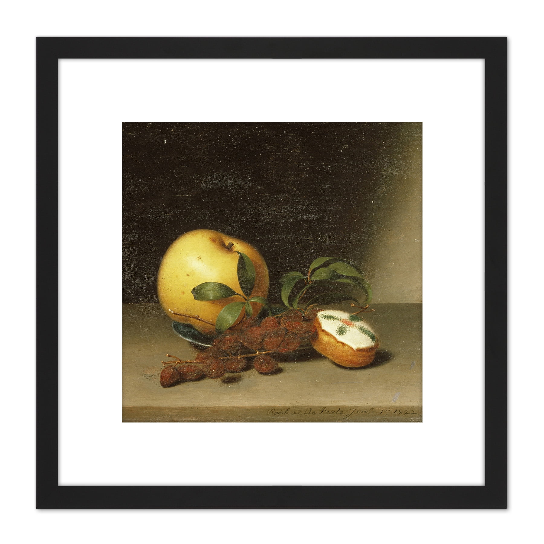 Raphaelle Peale Still Life With Cake 8X8 Inch Square Wooden Framed Wall ...