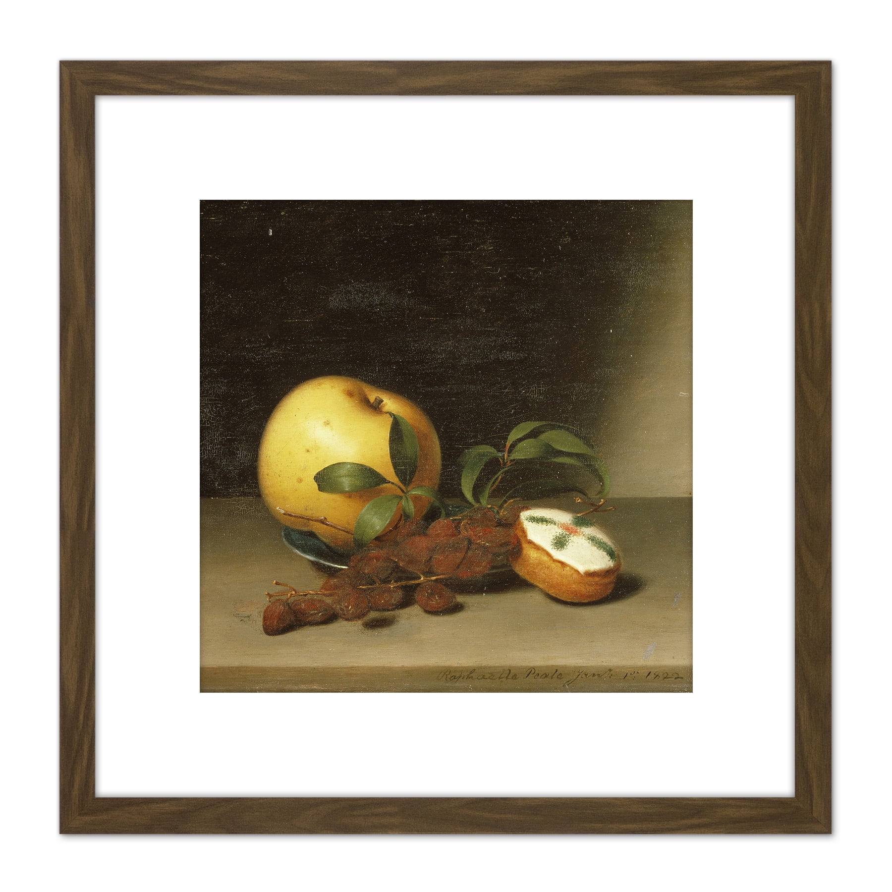 Raphaelle Peale Still Life With Cake 8X8 Inch Square Wooden Framed Wall ...