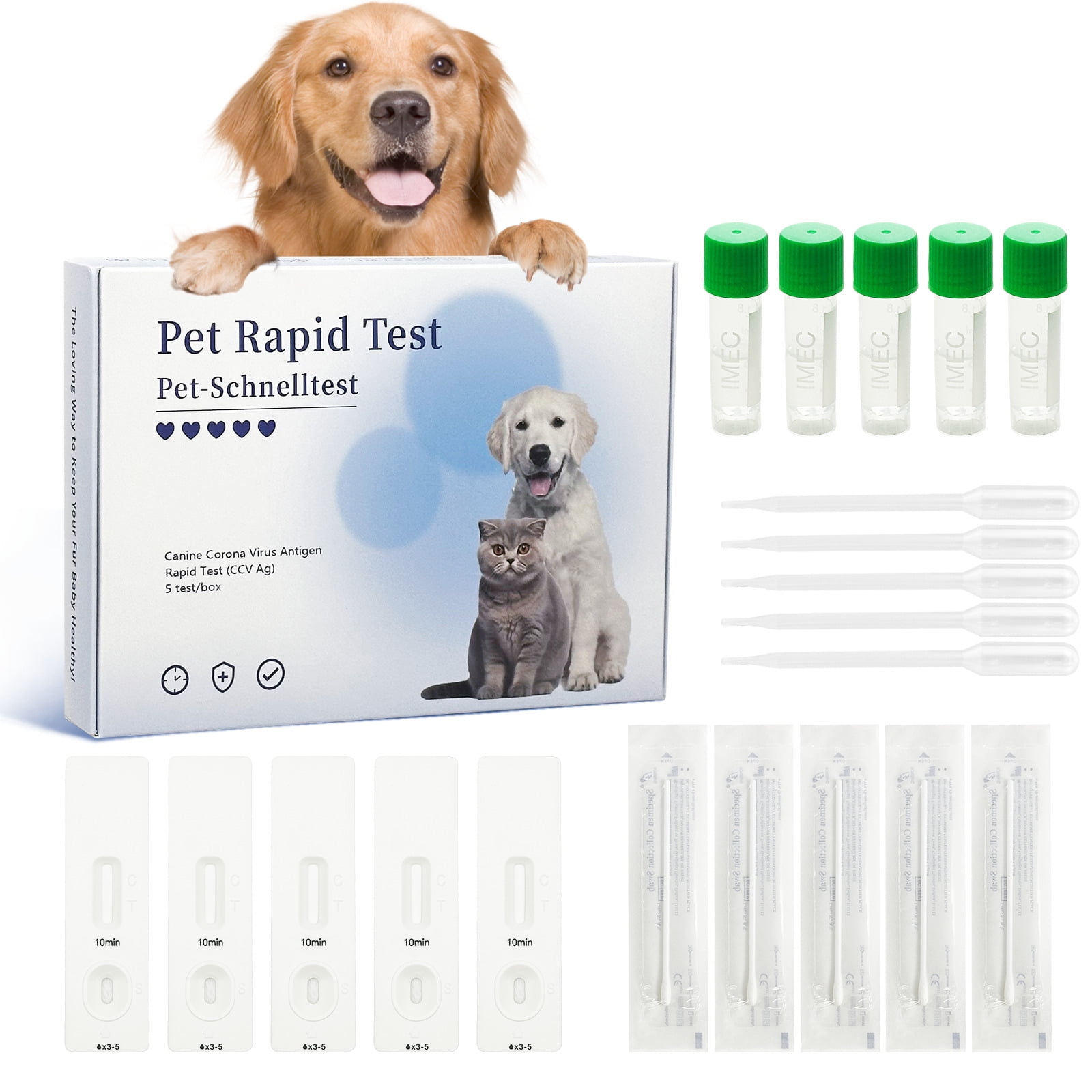 Rapid 5-Piece C CV Test Kit for Dogs : Home Detection in Feces/Vomit in ...