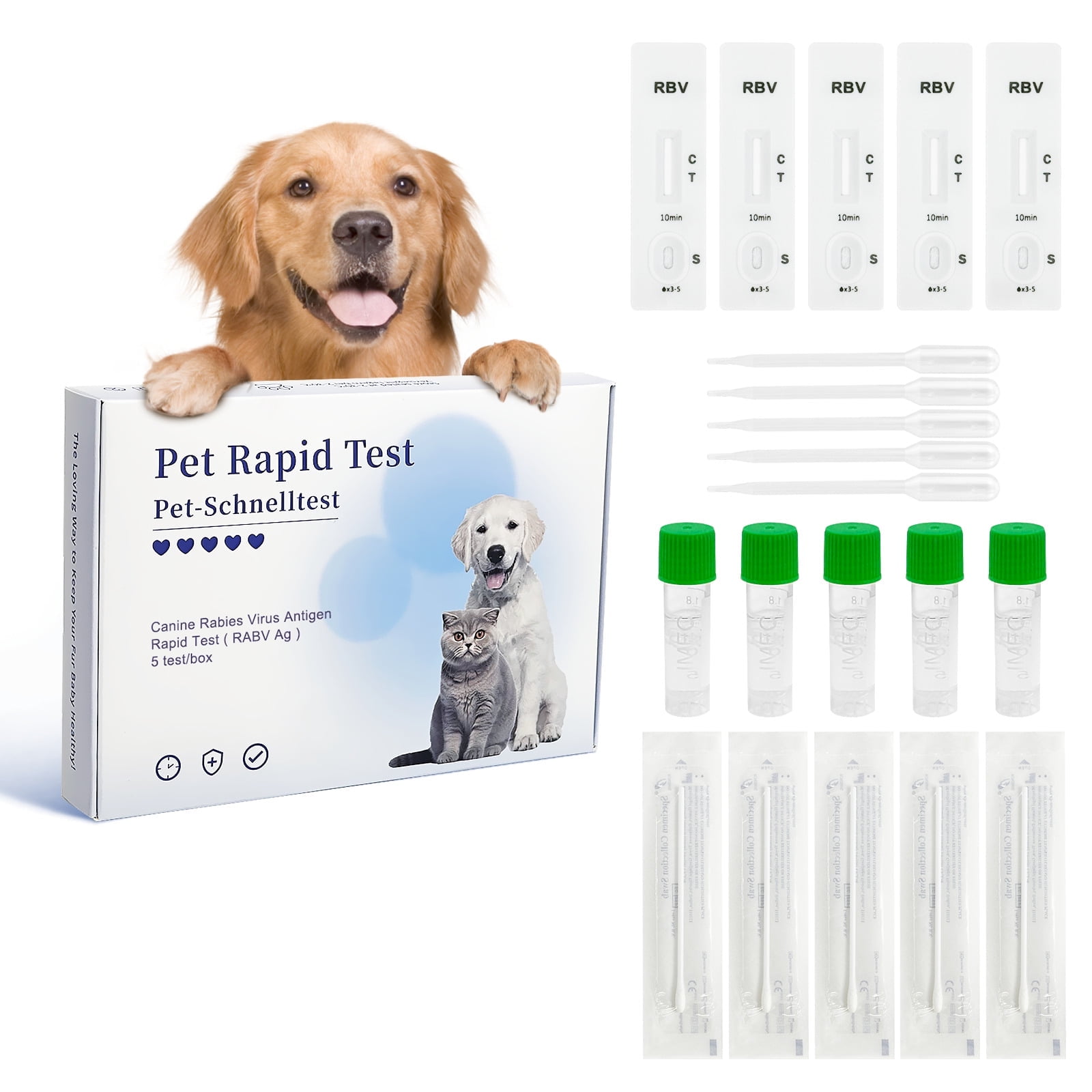 Rapid 5 Piece RABV Antigen Test Kit for Dogs& Cats, Accurate & Quick ...