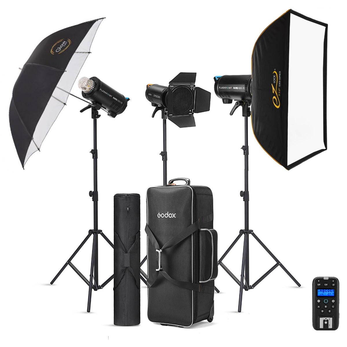 Flashpoint Rapid 600 II HSS R2 Studio Flash Monolight (3-Light Kit ...