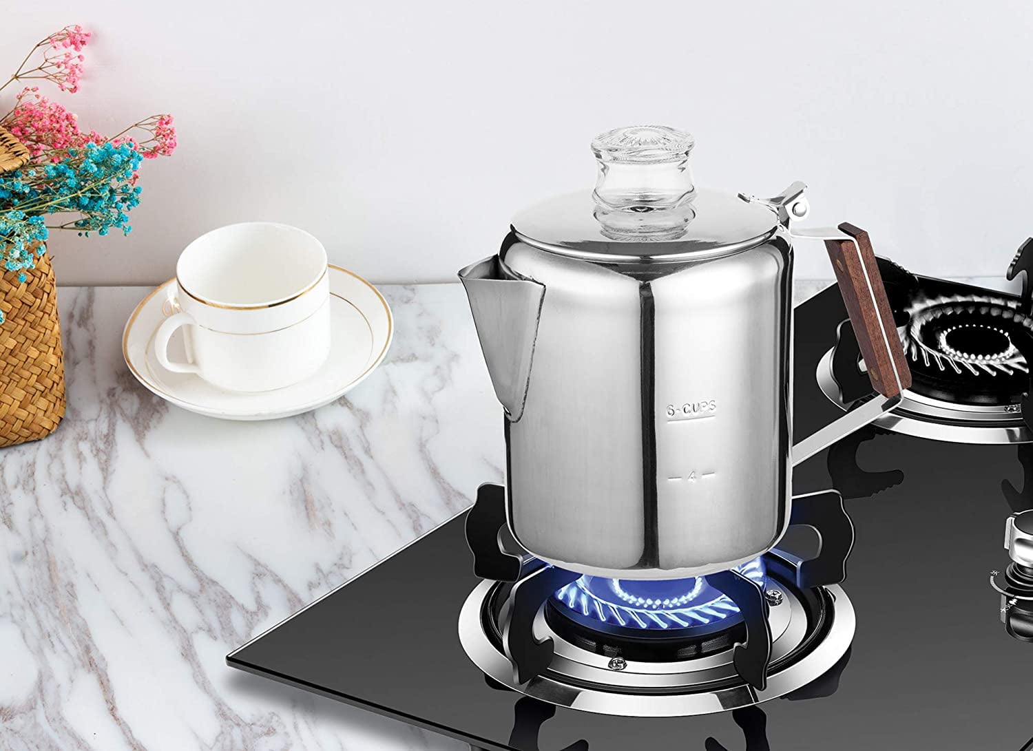 Rapid Brew Stainless Steel Stovetop Coffee Percolator, 2-6 Cup ...