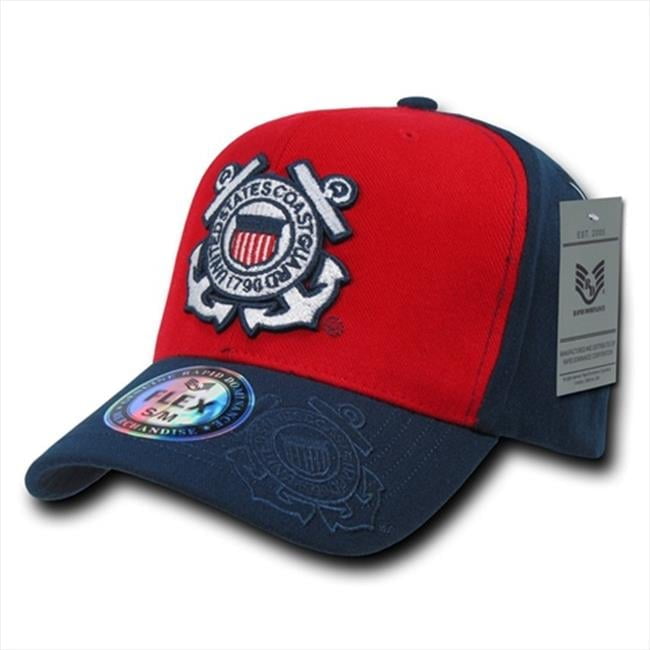 Rapid Dominance Coast Guard Flex Military Mens Fitted Cap [Red/Navy ...