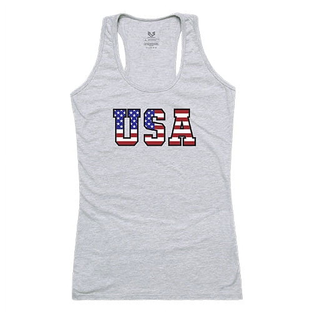 Rapid Dominance G02-811-HGY-03 Women Flag Text 2 Graphic Tank Top, Heather Grey - Large ...