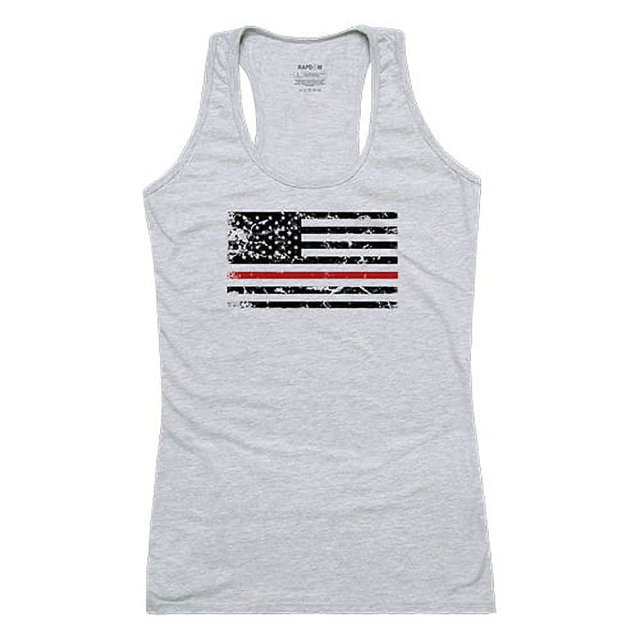 Rapid Dominance Thin Red Line Womens Graphic Tank Top, Heather Grey ...