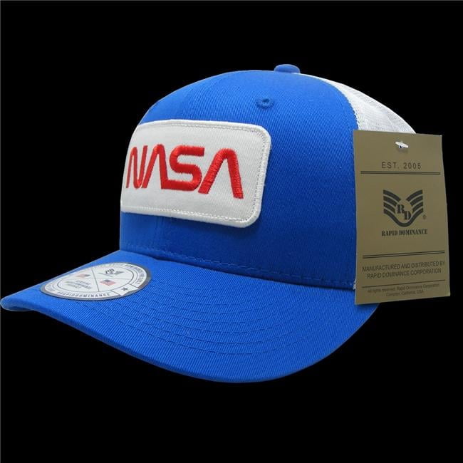 Rapid Dominance Worm NASA Patch Trucker Mens Cap [Royal Blue/White ...