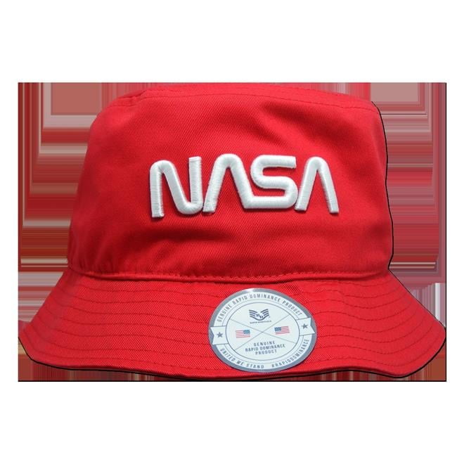 Rapid Dominance Worm NASA Relaxed Bucket Hat, Red - Small & Medium ...