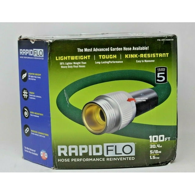 Rapid Flo Compact 0625” x 100’ Heavy Duty Garden Hose - Walmart.com