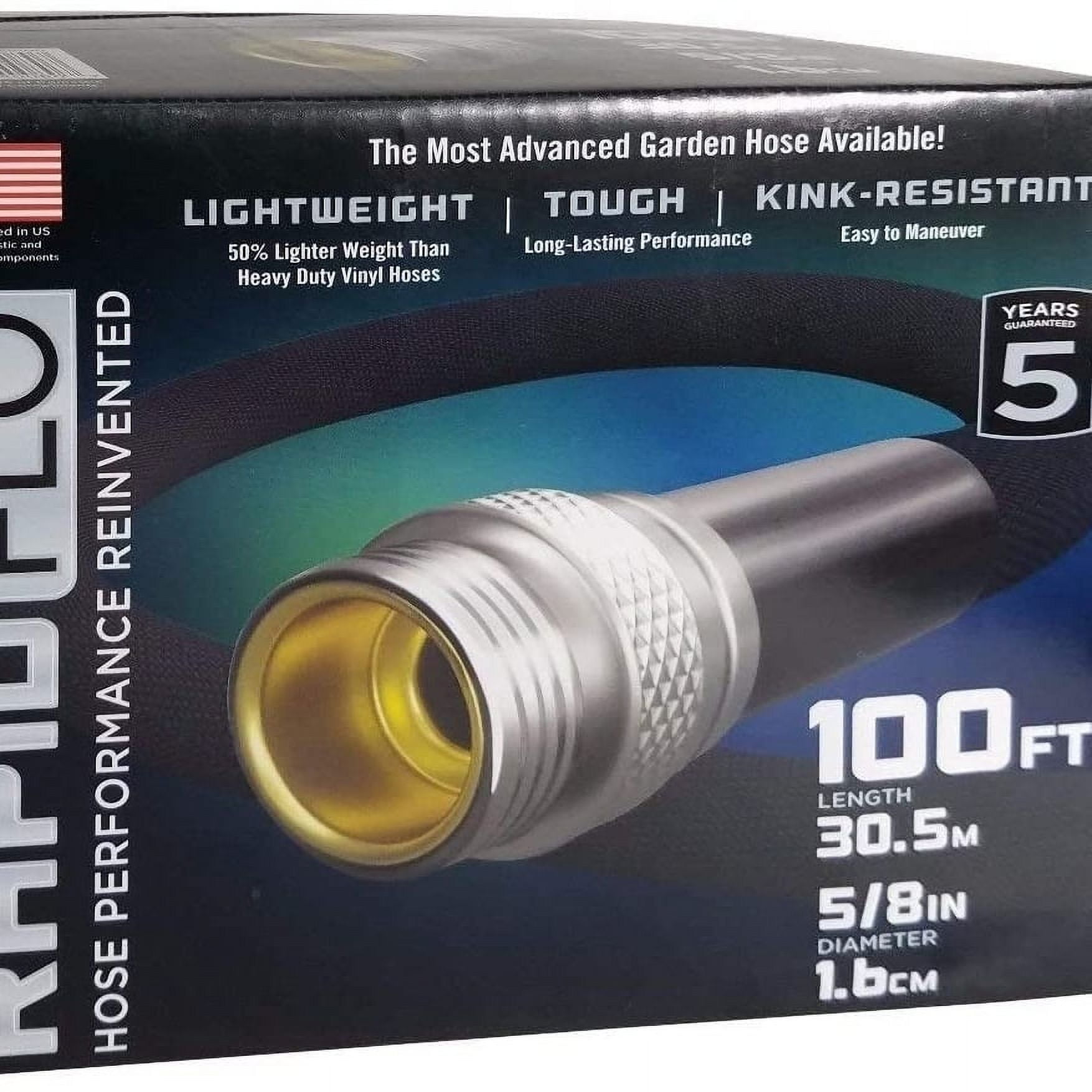 Rapid Flo Lightweight & Tough Garden Hose - 5/8 in x 100 ft, Kink ...