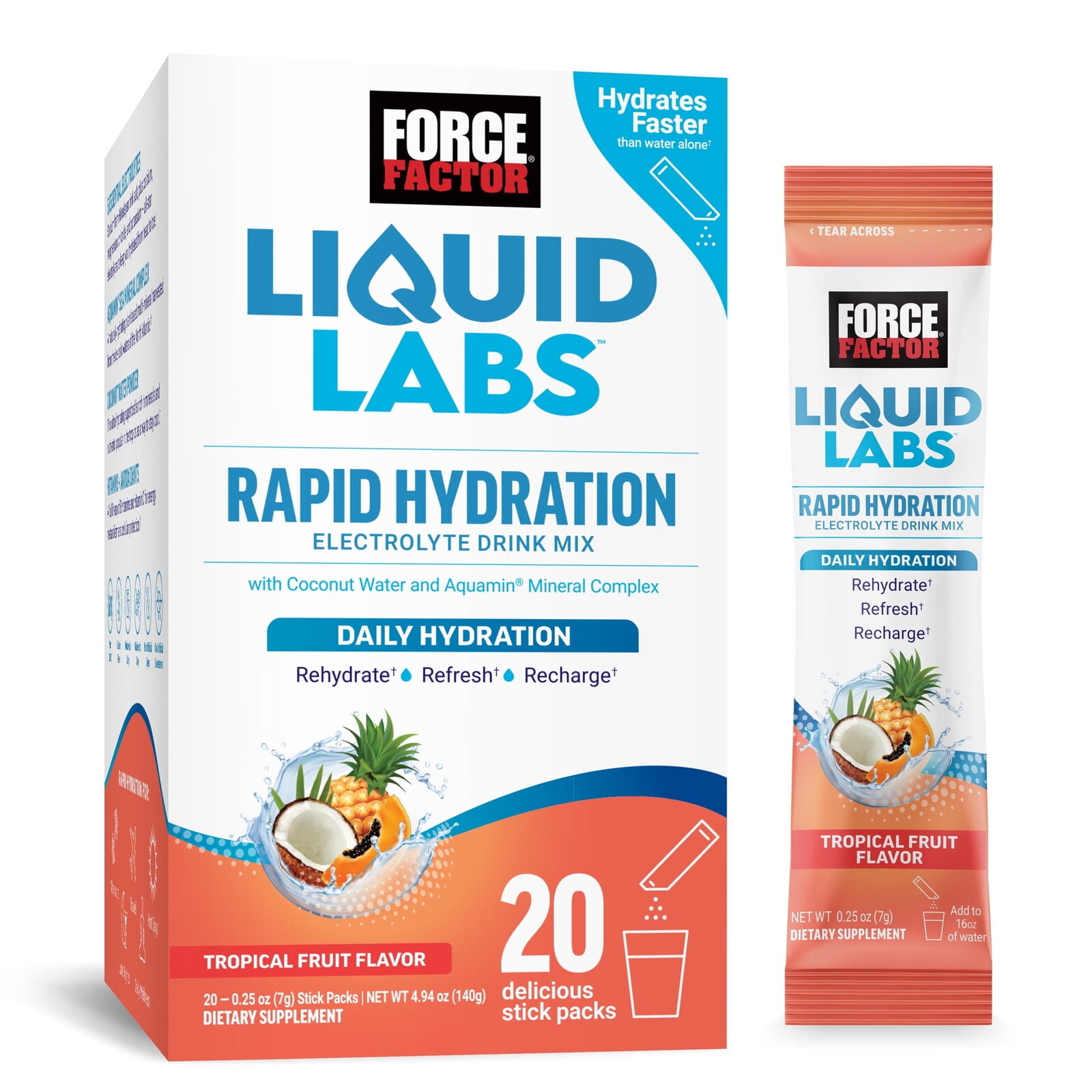 Rapid Hydration Electrolyte Drink Mix, Tropical Fruit, 20 Sticks ...