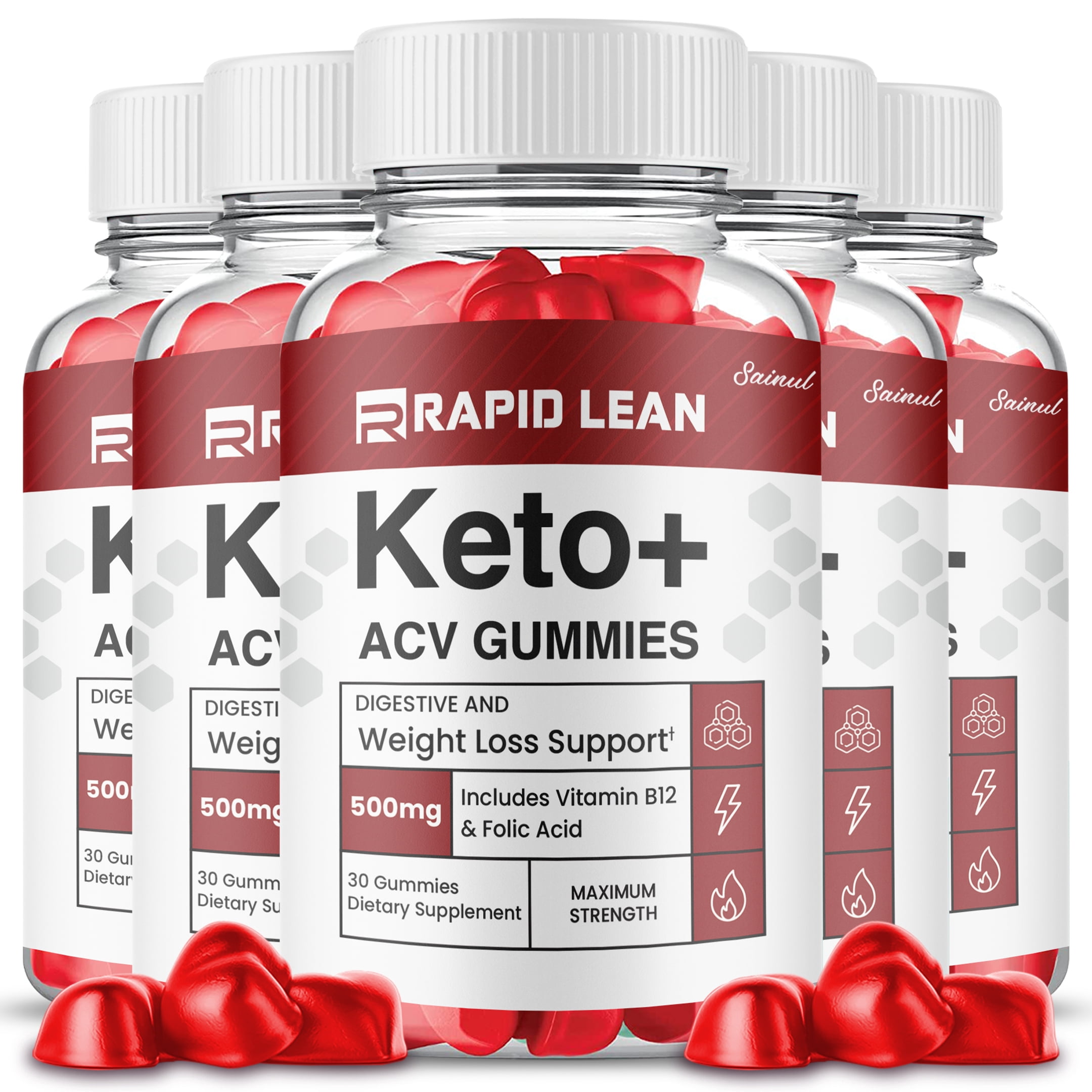 Rapid Lean Keto ACV Gummies, Maximum Strength, Apple Cider Vinegar, 5 ...