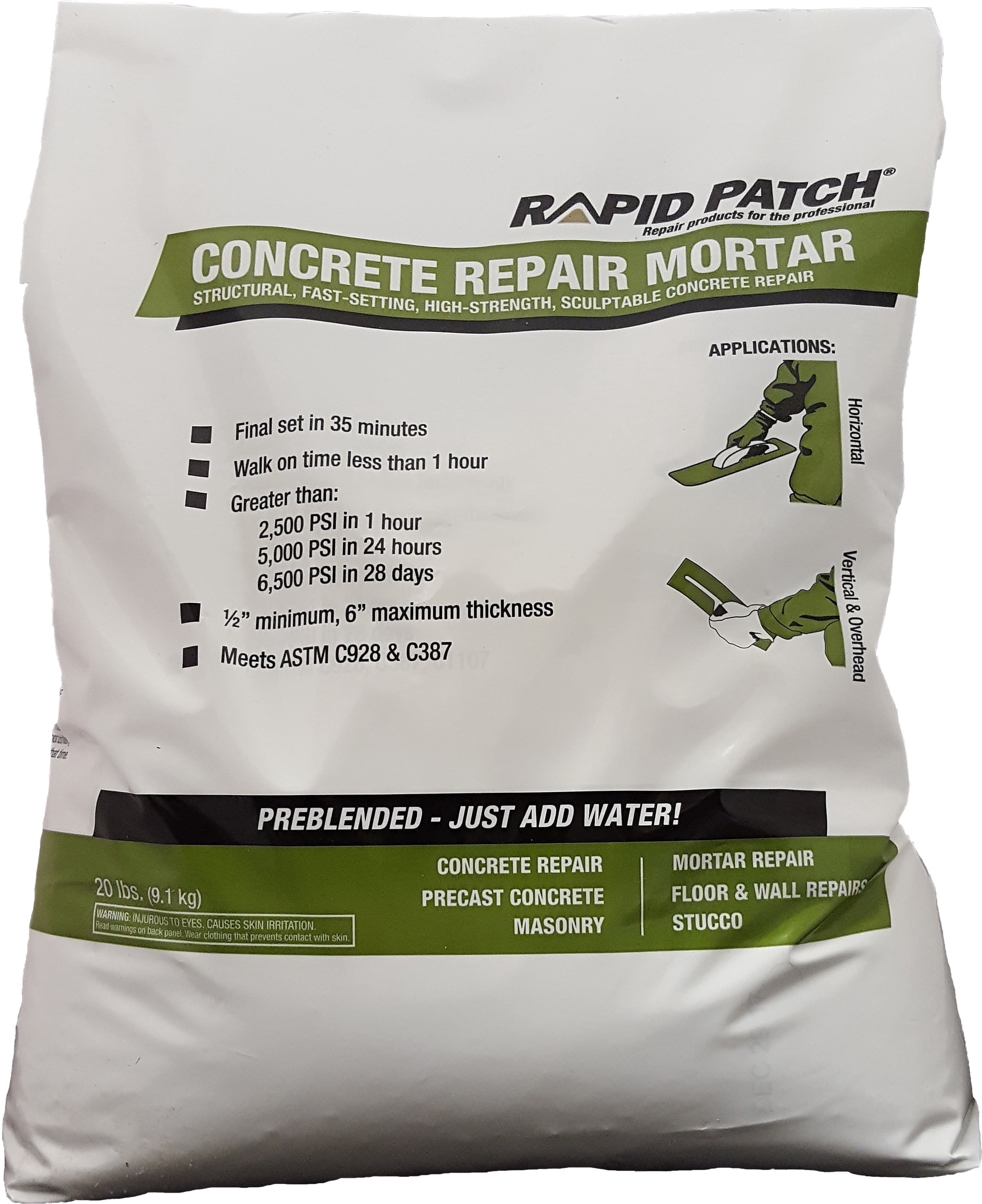 Rapid Patch, Compact Design Mortar Mix 129460, Gray 20 lbs Bag ...