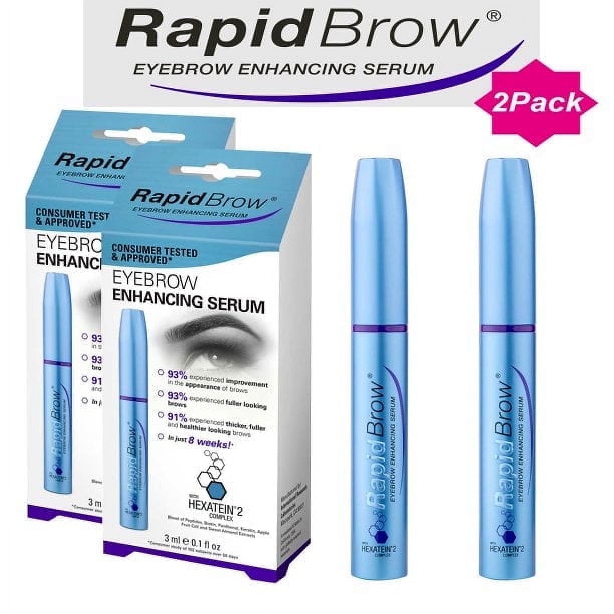 RapidB-row 2 PACK ，Eyebrow Enhancing Serum, 3ml /0.1 Fl Oz, New Look Safe Ingredients - Walmart.com