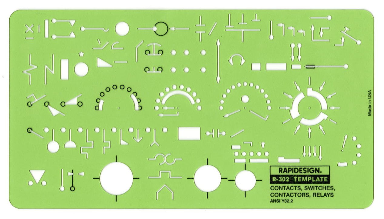 Rapidesign Contacts/Switches/Contactors/Relays Template, 1 Each ...
