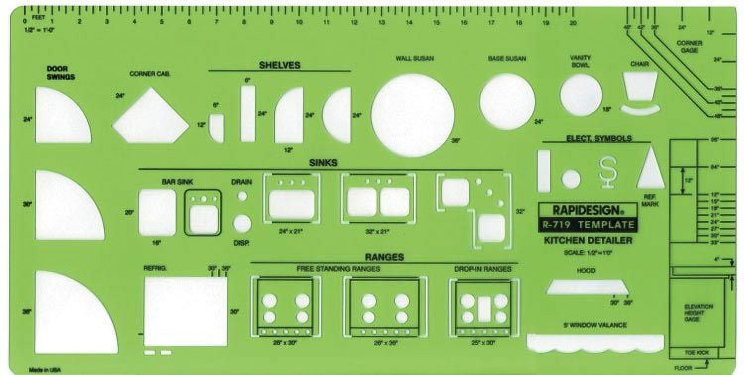 Rapidesign Kitchen Detailer Template - 1/2" Scale, 1 Each - Walmart.com