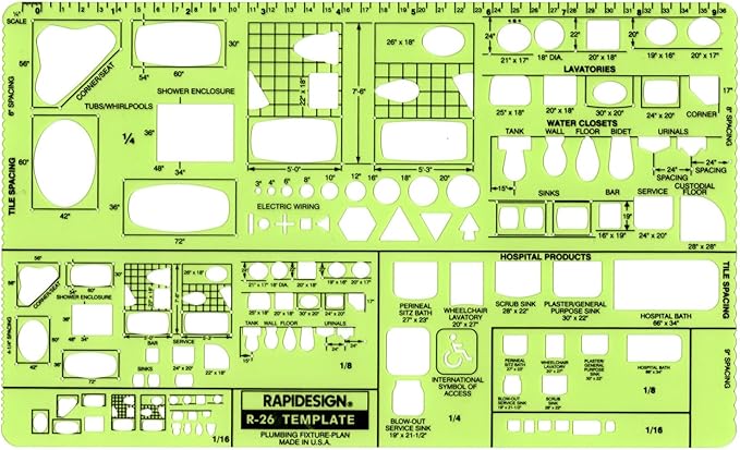 Rapidesign Plumbing Fixtures Plan Template, 1 Each (R26) - Walmart.com