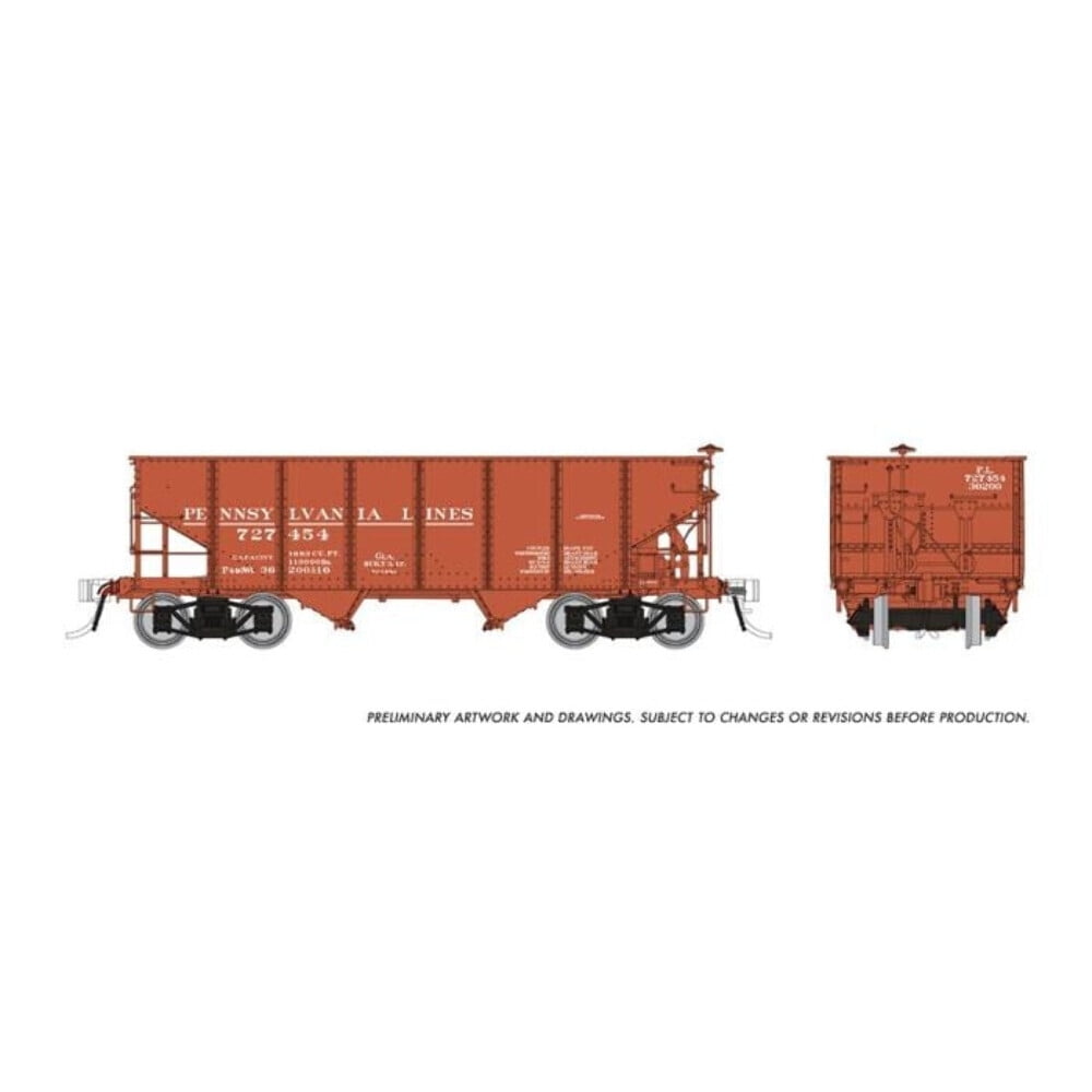 Rapido 148019 HO Scale Pennsylvania Lines PRR GLa 2-Bay Hopper (6 Pack ...