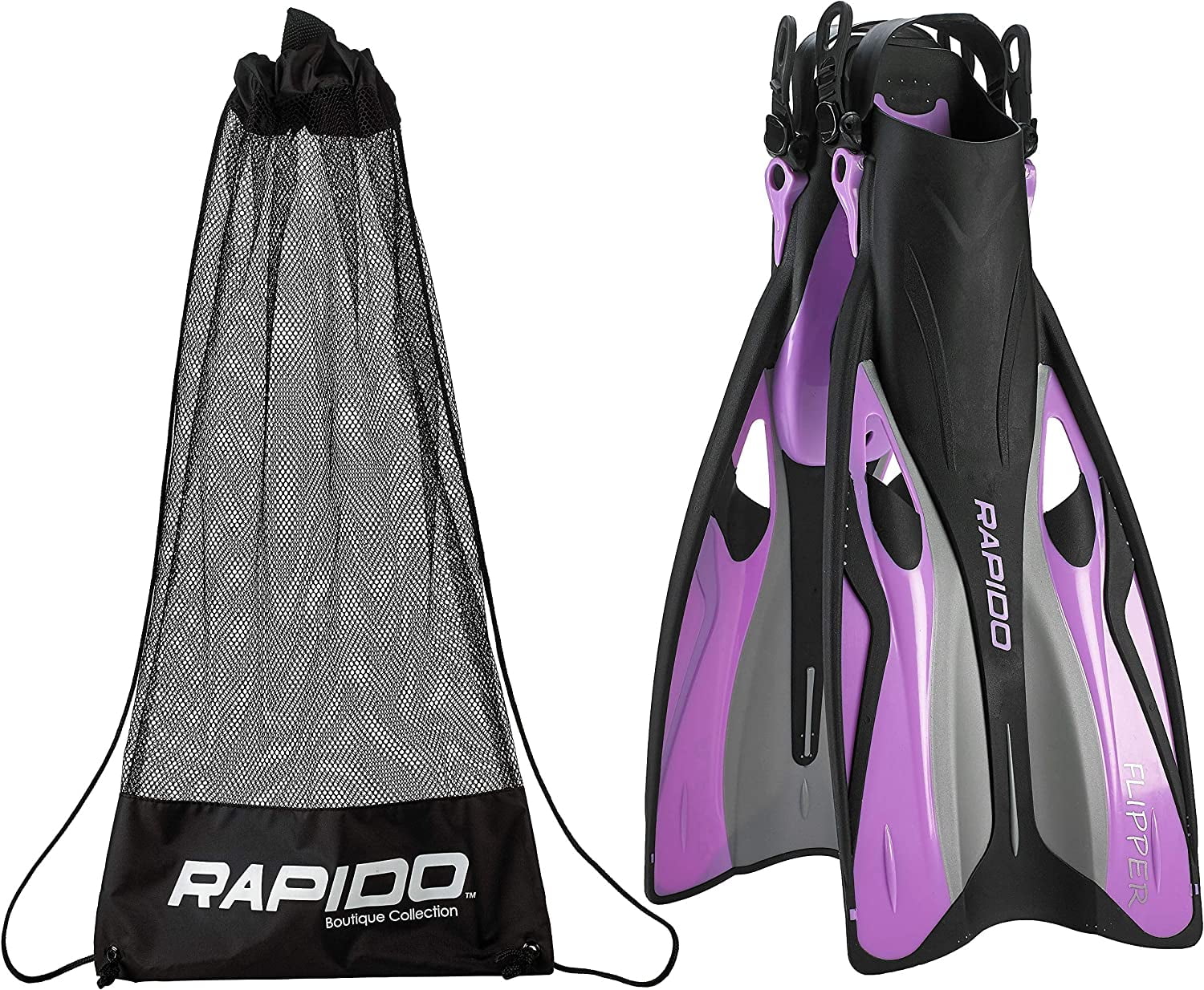 Rapido Boutique Collection Flipper Open Heel Adjustable Snorkel Fin ...