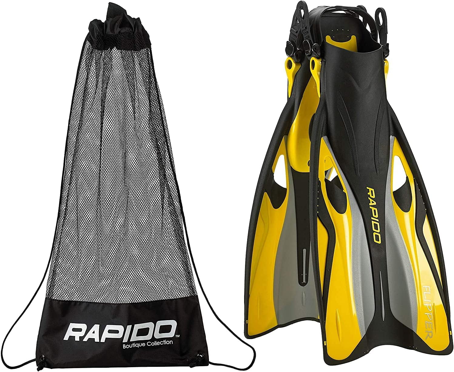 Rapido Boutique Collection Flipper Open Heel Adjustable Snorkel Fin ...