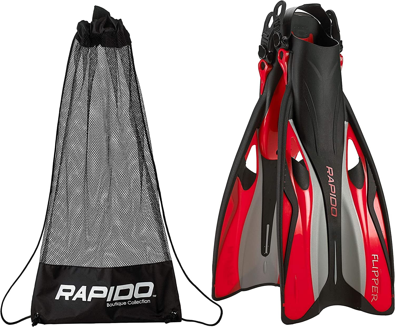 Rapido Boutique Collection Flipper Open Heel Adjustable Snorkel Fin ...