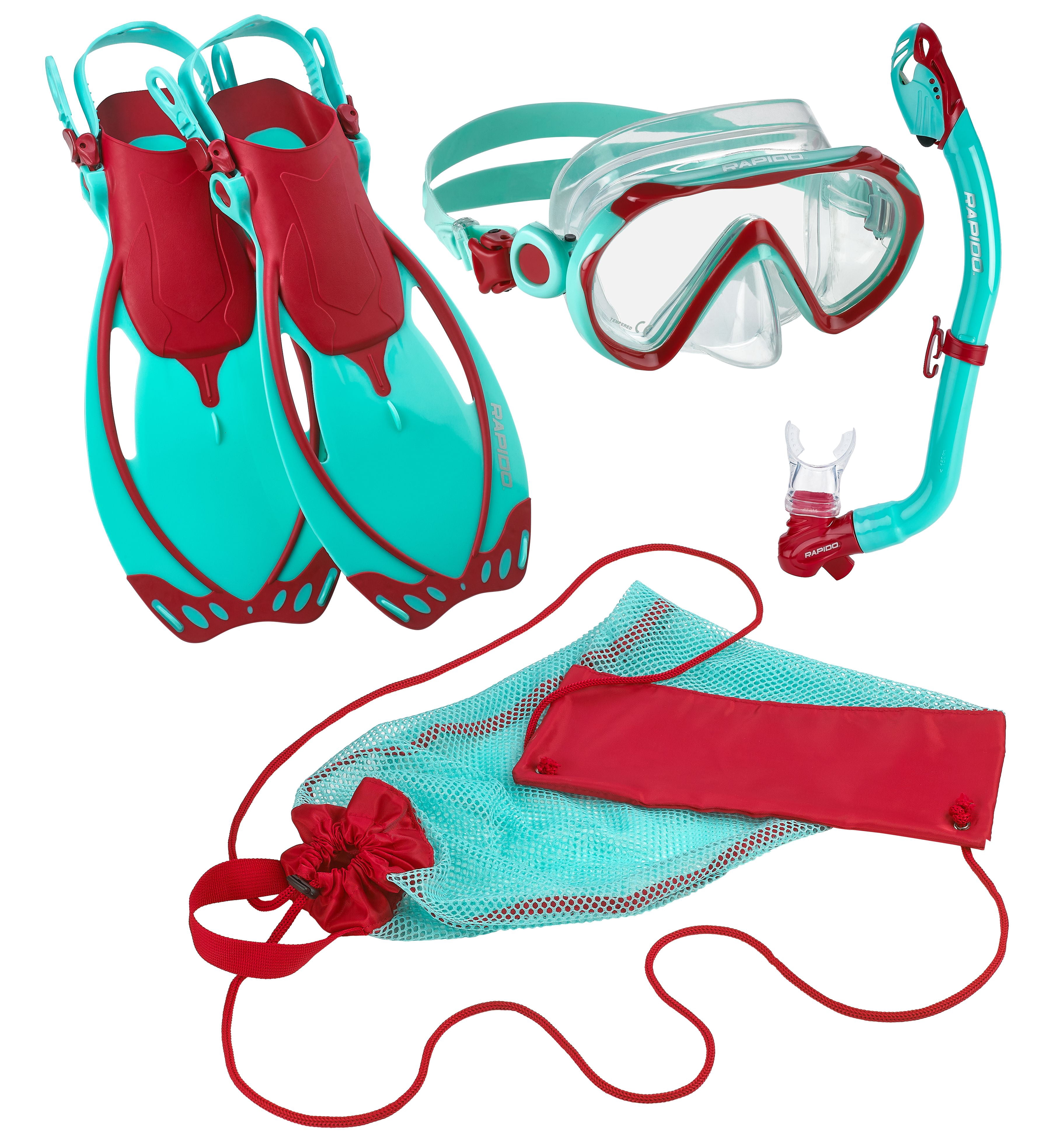 Rapido Boutique Collection Kids Mask Fin Snorkel Set, Tempered Glass ...