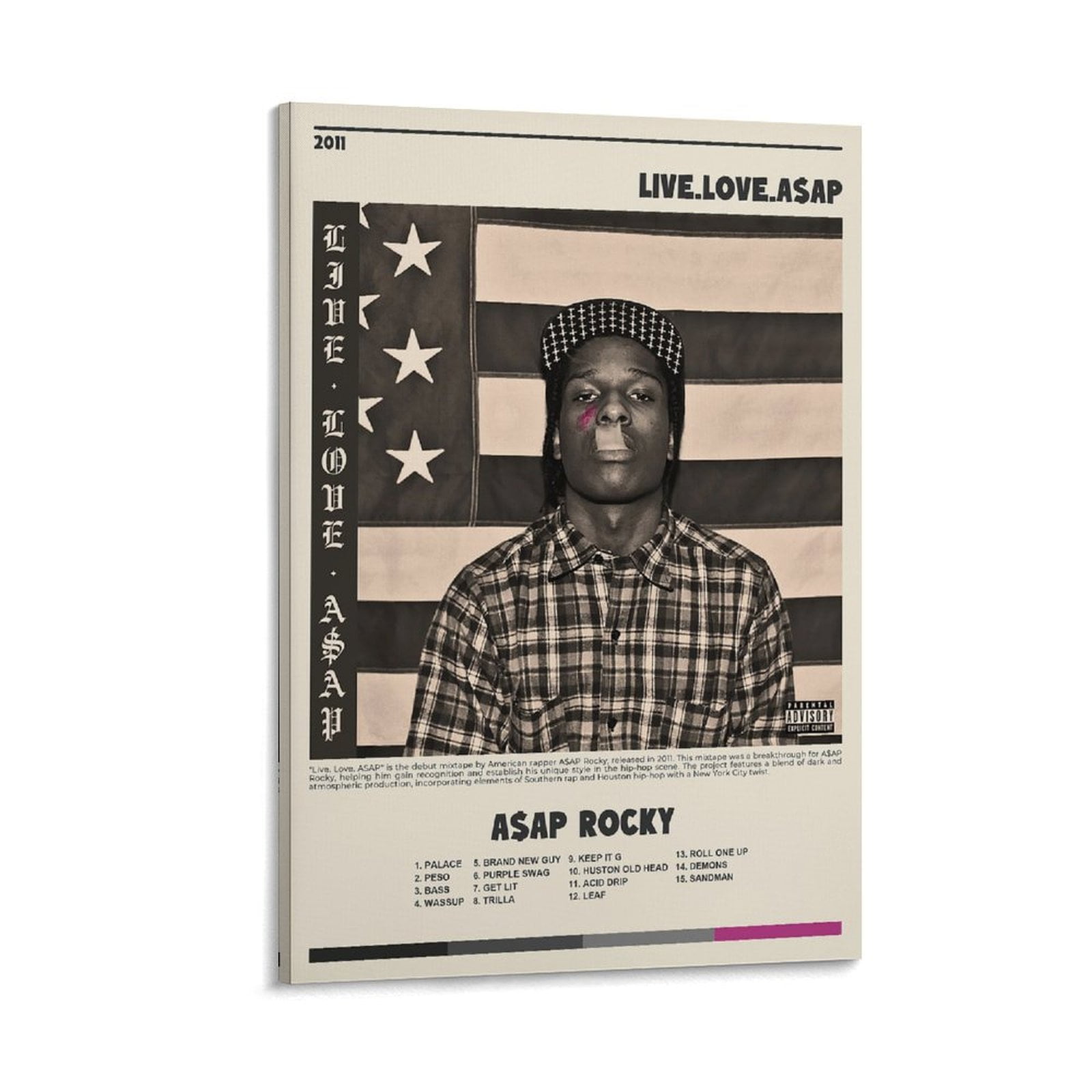 Rapper ASAP Music Rocky Rap Hip Hop LIVE.LOVE. Music Album Cover Poster ...
