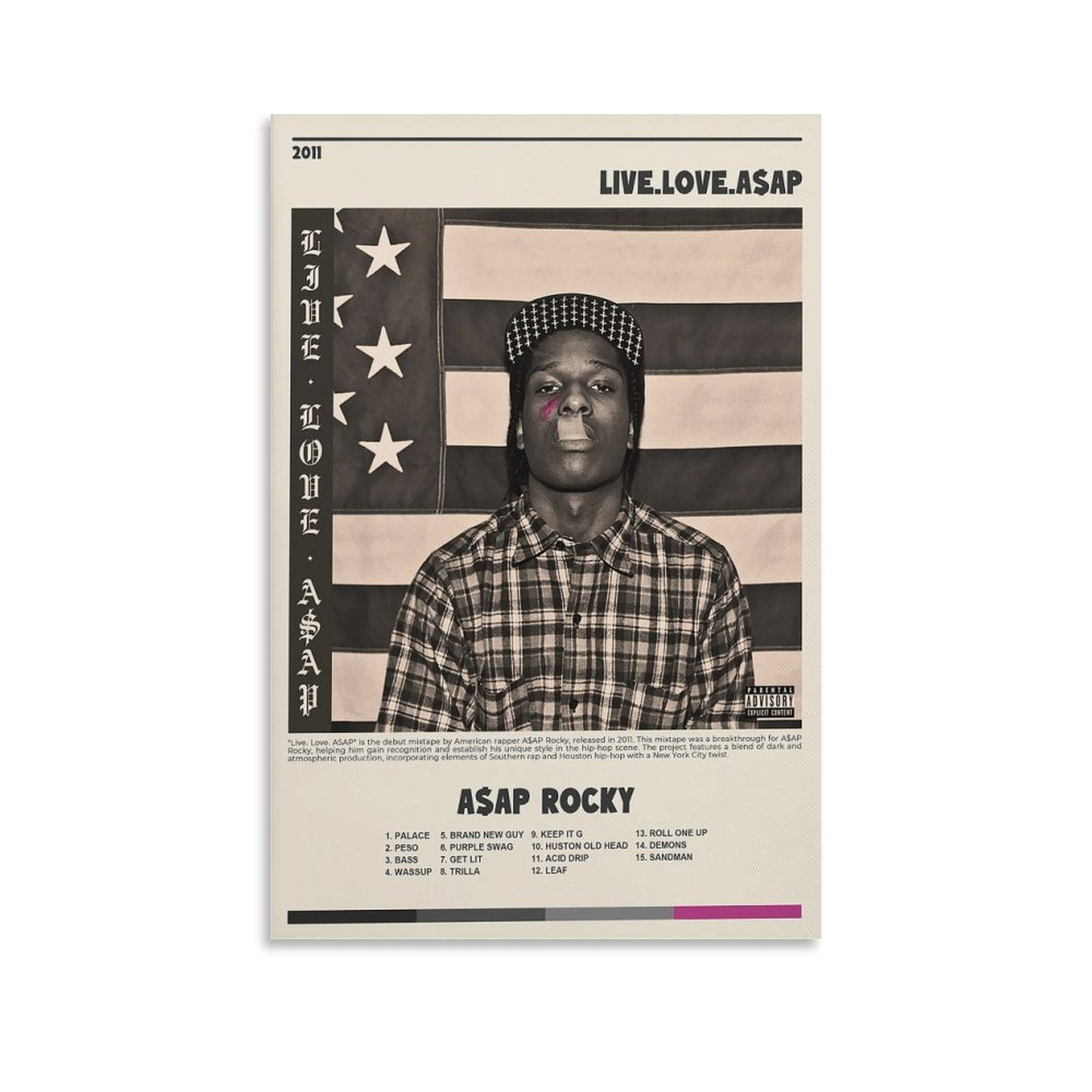 Rapper ASAP Music Rocky Rap Hip Hop LIVE.LOVE. Music Album Cover Poster ...