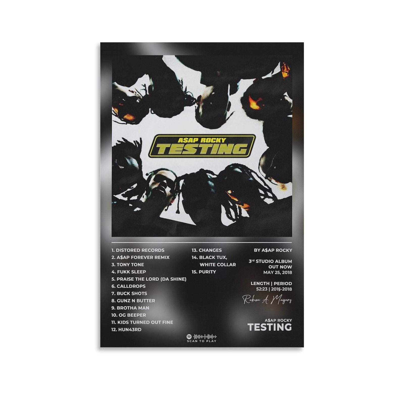 Rapper ASAP Music Rocky Rap Hip Hop TESTING Music Album Cover Poster (2 ...