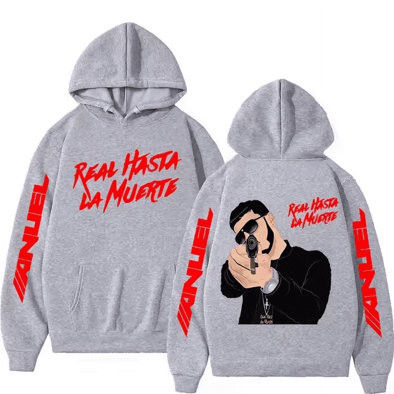 Rapper Anuel AA Real Hasta La Muerte Print Oversized Hoodie Men Women ...