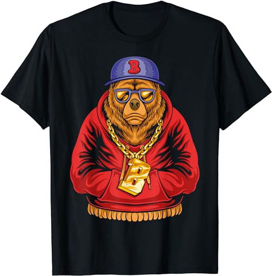 Rapper Bear Hip Hop Teddy Rap Gangster Hippie Hip-Hop T-Shirt - Walmart.com