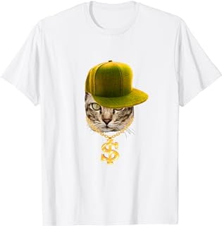 Rapper Cat with Cap and Chain Ghetto Hip Hop Culture T-Shirt - Walmart.com