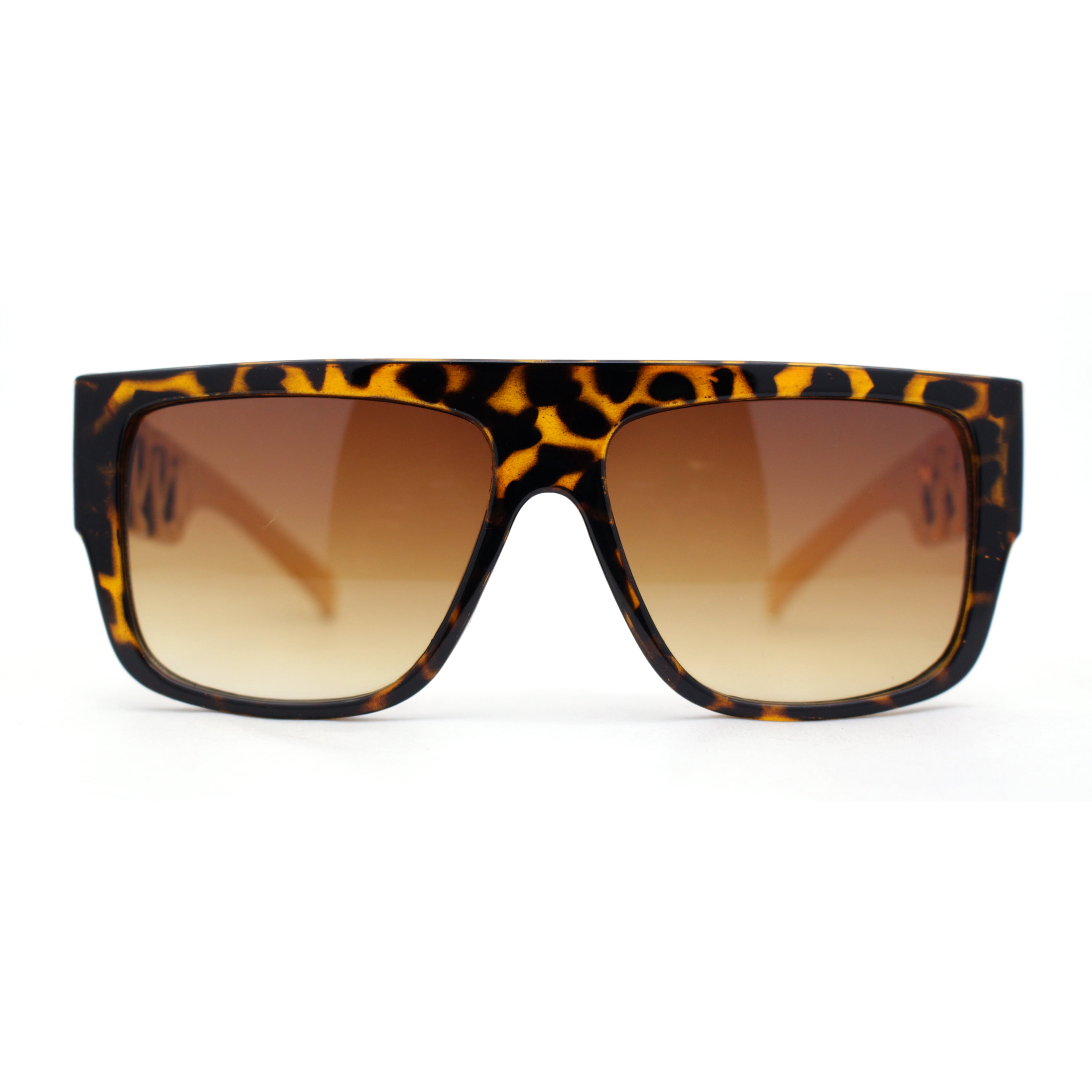 Rapper Flat Top Thick Metalic Chain Arm Plastic Sunglasses Tortoise ...