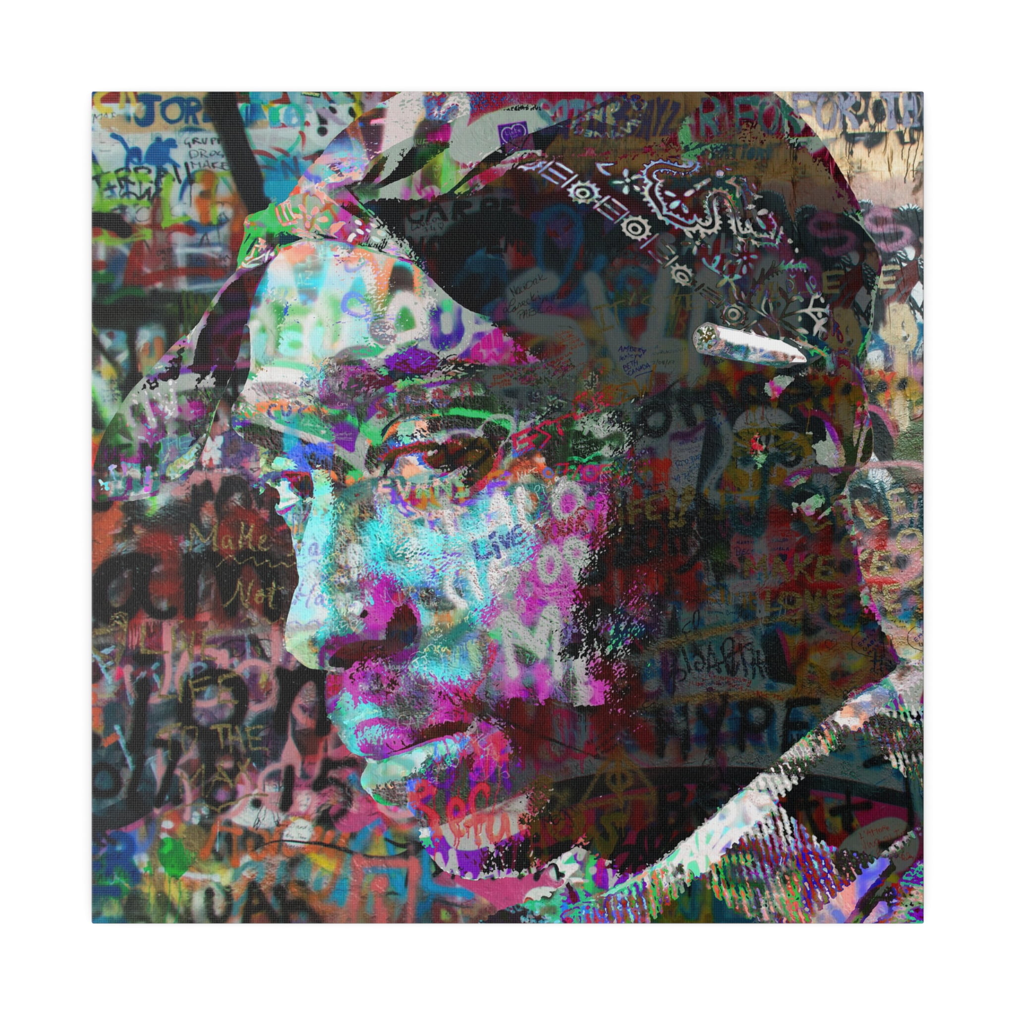 Rapper Graffiti Canvas Wall Art - Banksy/Warhol Mashup Pop Art ...