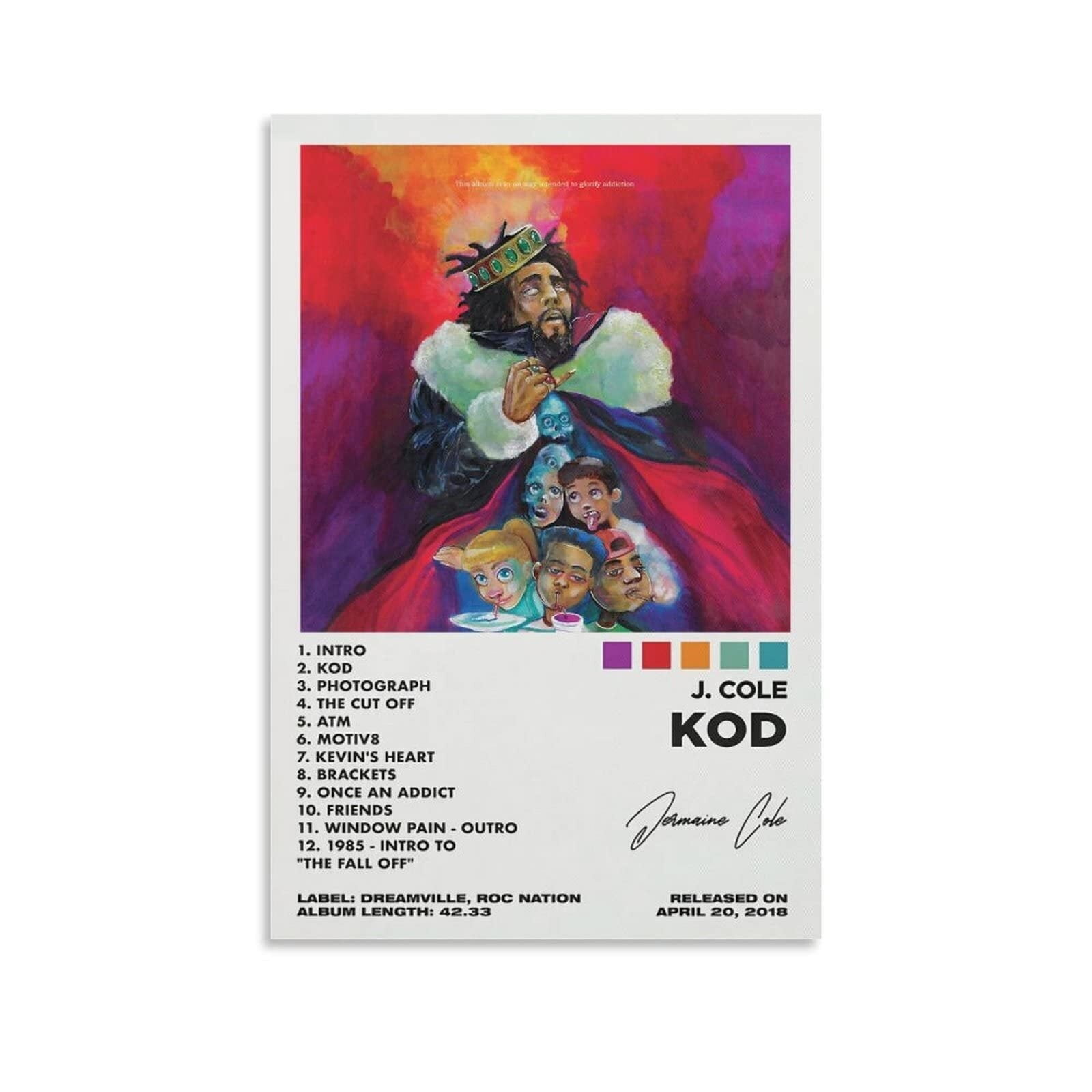 Rapper J Cole Kod Music Album for Room Aesthetic Canvas Wall Art ...