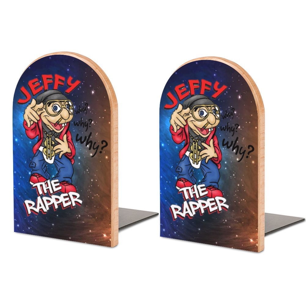 Rapper Jeffy Puppet Bookends Wood Book Divider Decorative Shelves Non ...