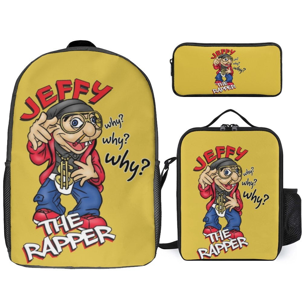 Rapper Jeffy Puppet Laptop Backpack With Pencil Case Lunch Bag 3 Pieces ...