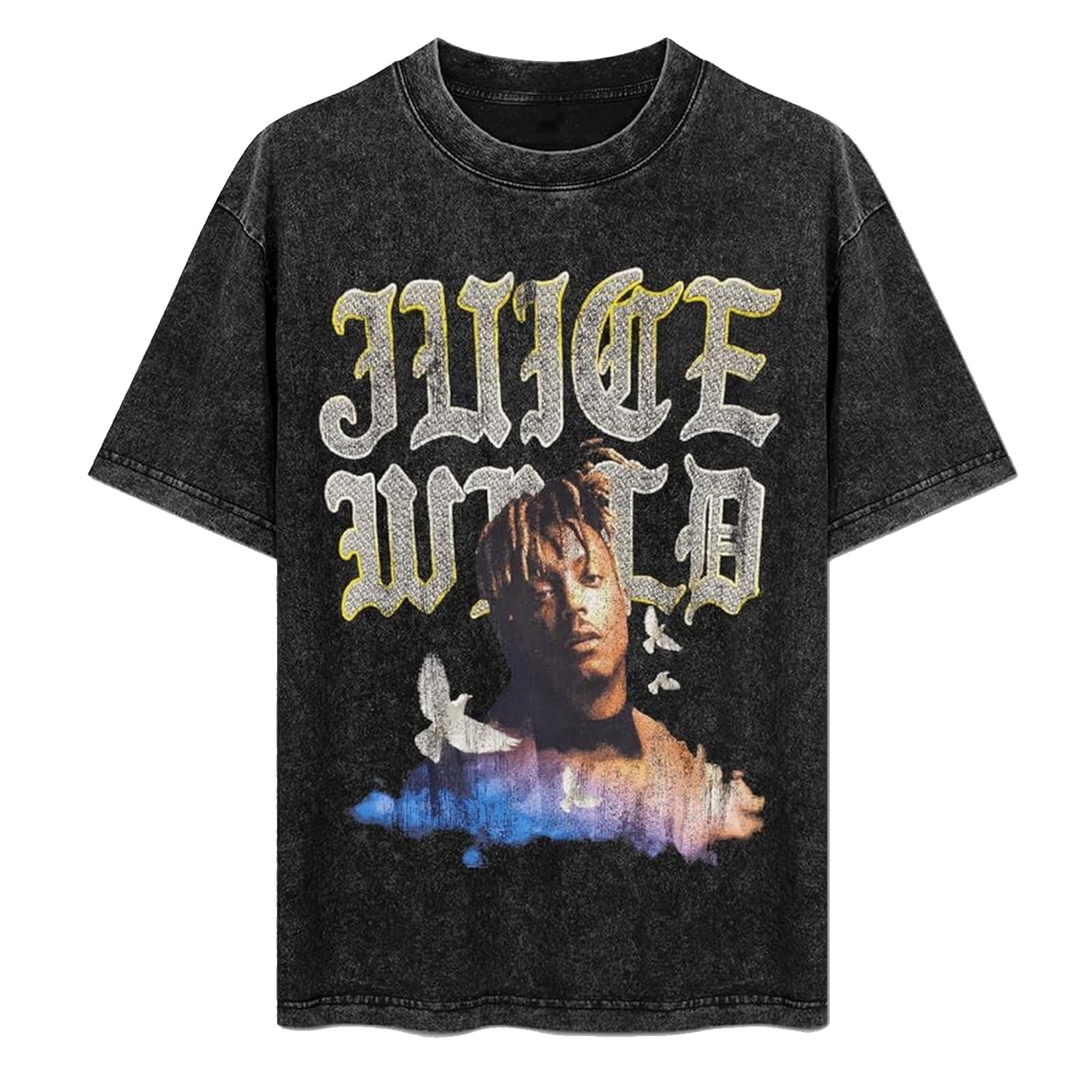 Rapper Juice Wrld T Shirts Hip Hop Washed Cotton Harajuku T-Shirt ...