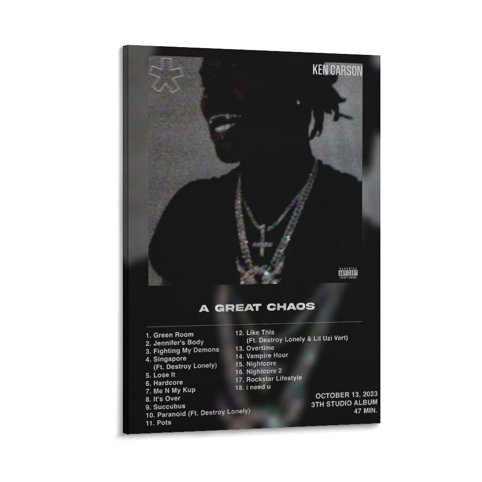 Rapper Ken Carson Rap Hip Hop A Great Chaos Music Album Cover Poster (2 ...