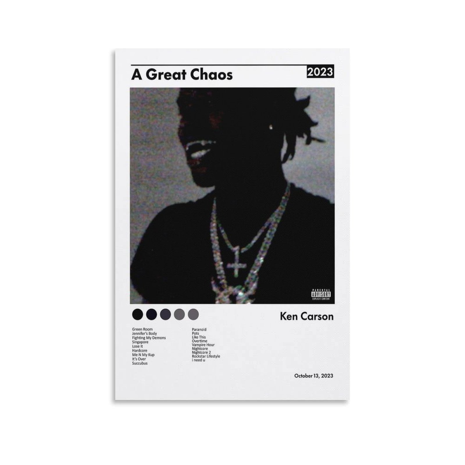Rapper Ken Carson Rap Hip Hop A Great Chaos Music Album Cover Poster (4 ...