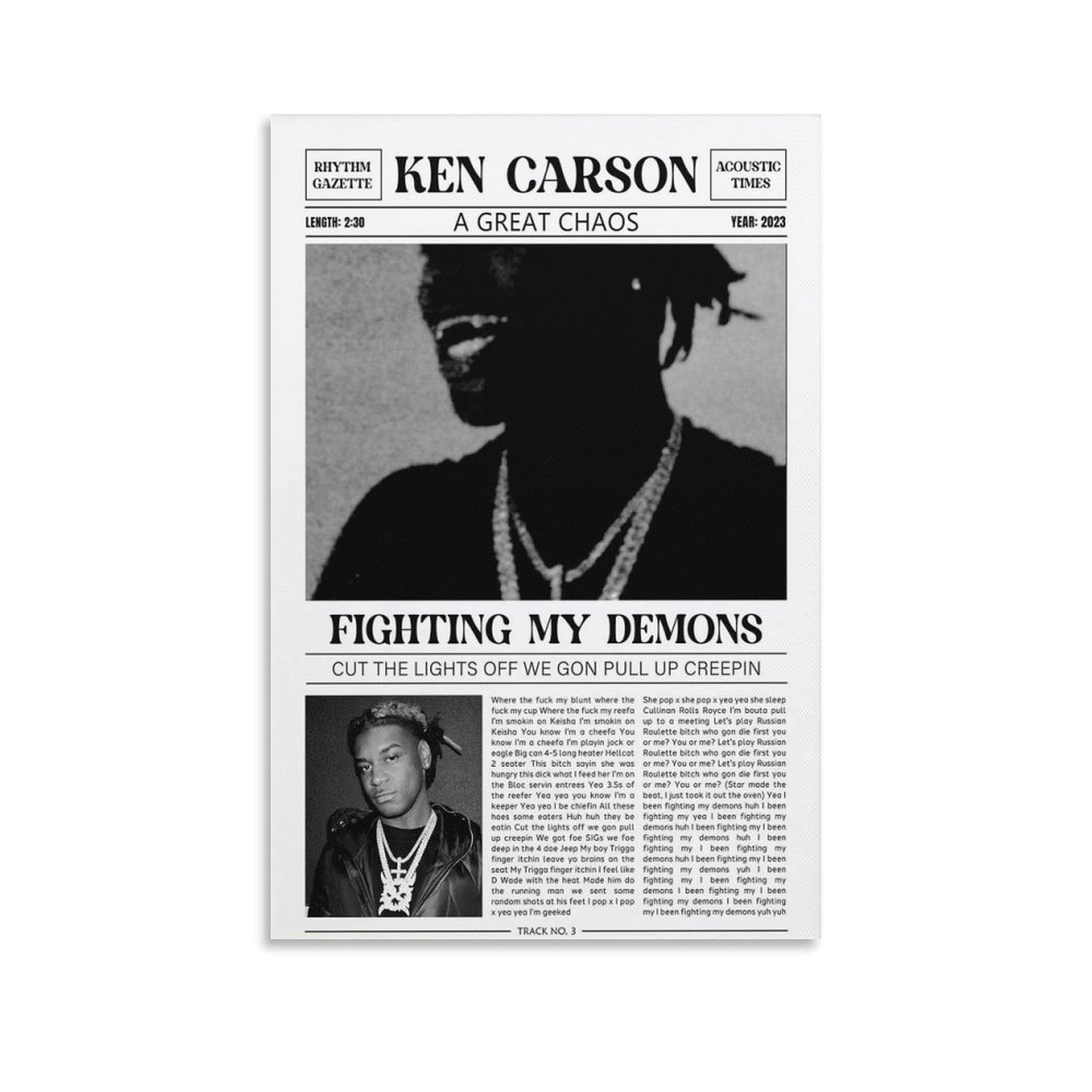 Rapper Ken Carson Rap Hip Hop A Great Chaos Music Album Cover Poster (5 ...