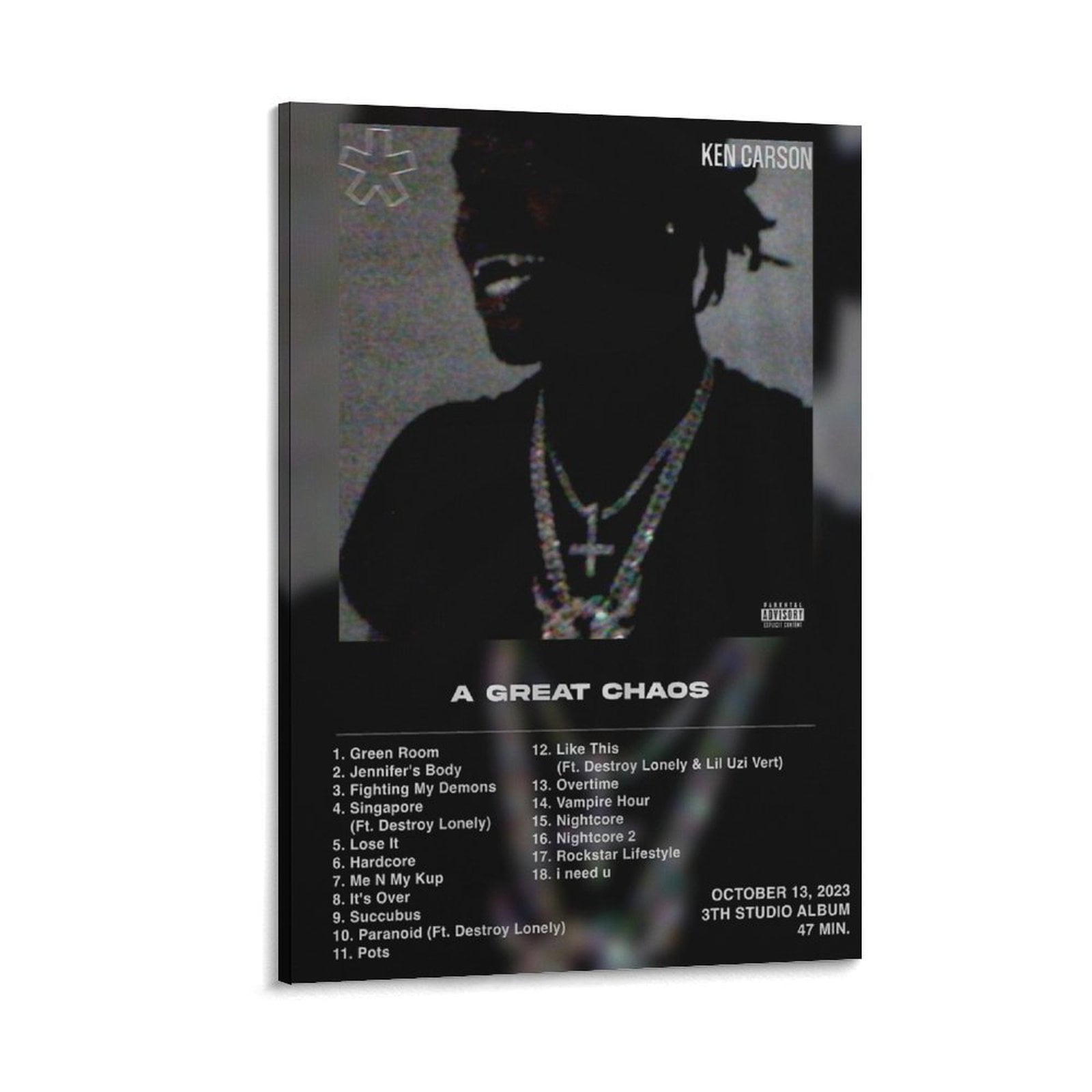 Rapper Ken Carson Rap Hip Hop A Great Chaos Music Album Cover Poster (6 ...