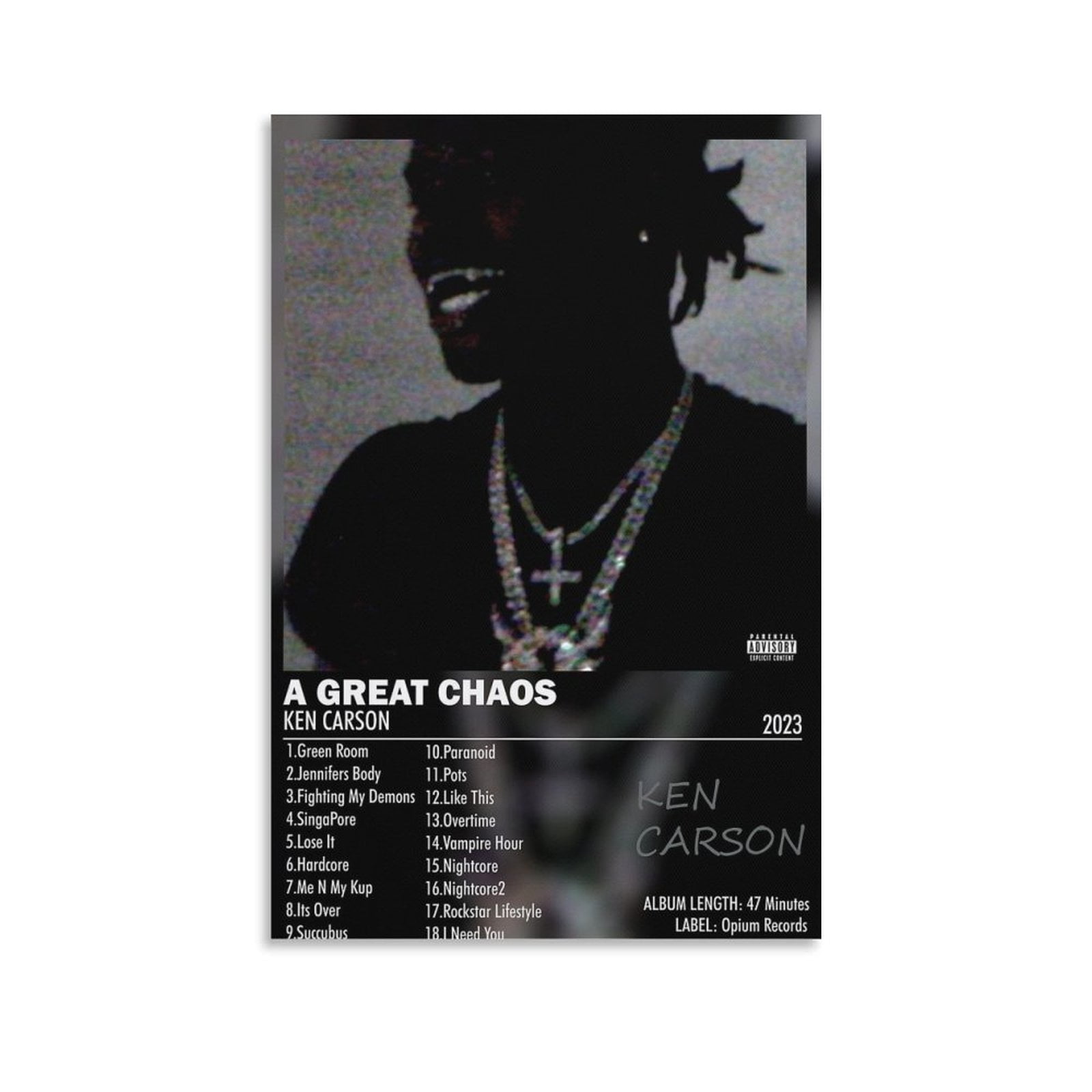 Rapper Ken Carson Rap Hip Hop A Great Chaos Music Album Cover Poster (9 ...