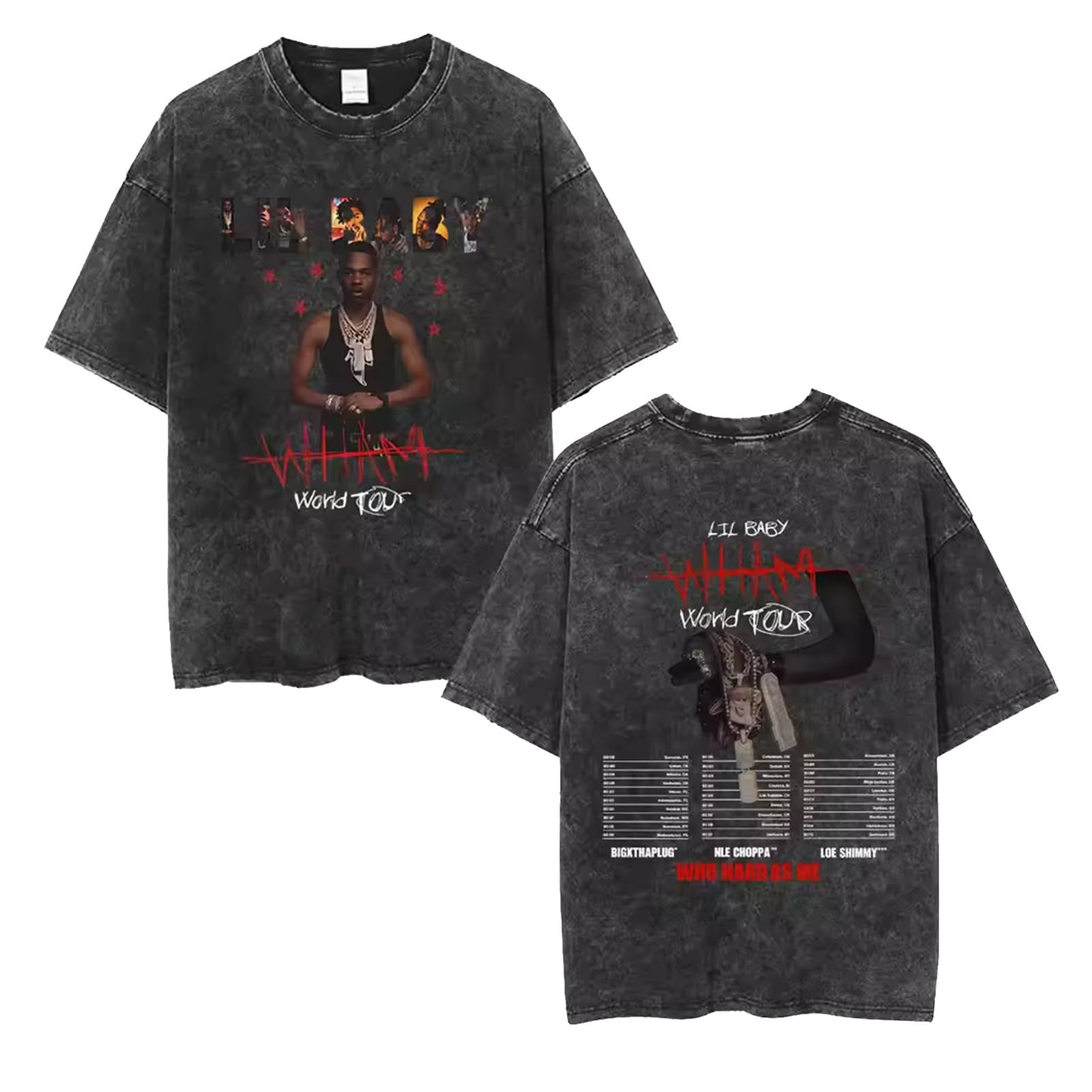 Rapper Lil Baby Washed Vintage T-shirts Unisex Hip Hop Streetwear ...