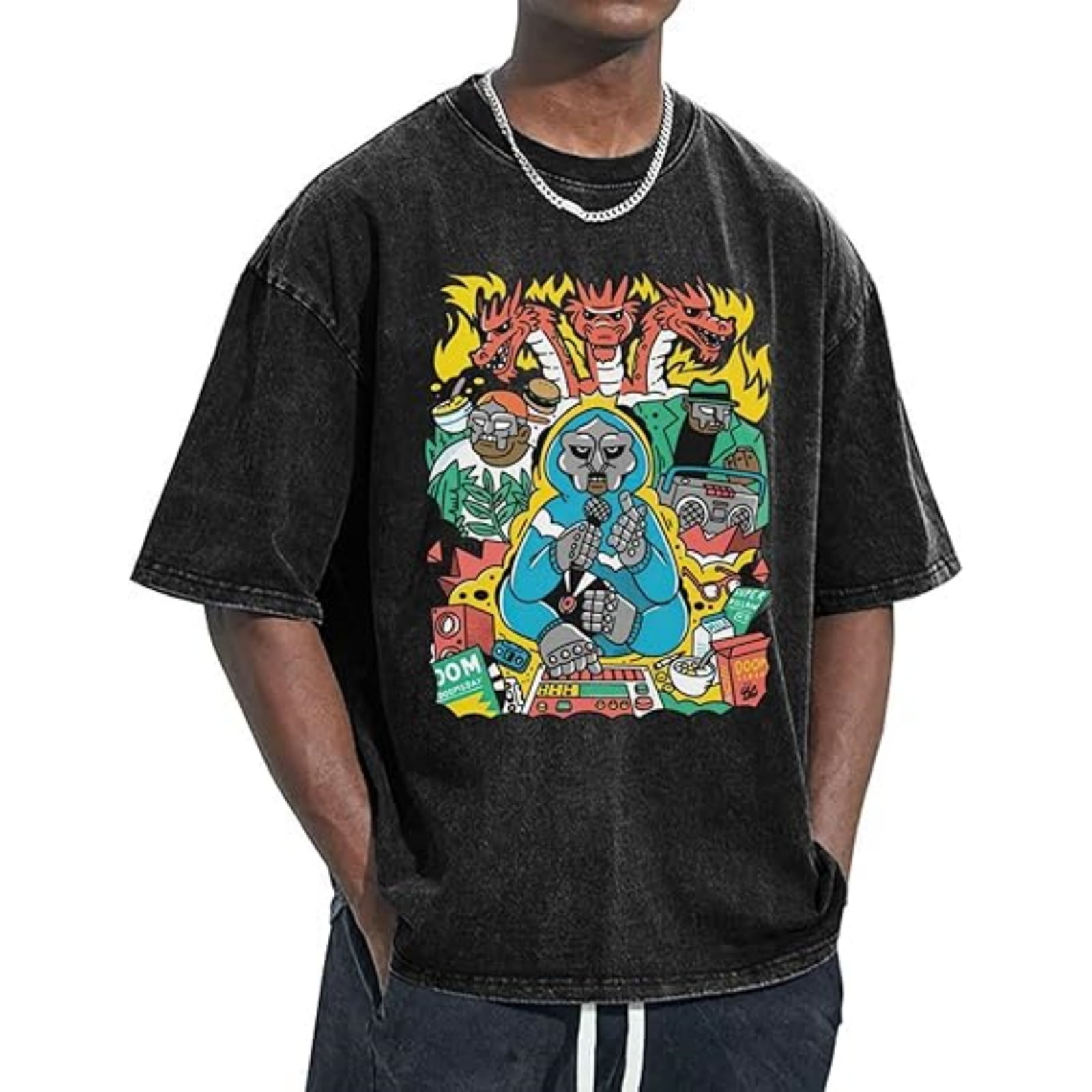 Rapper MF Doom T-shirt Hip Hop Graphic Streetwear Tees Washed Shirts Gifts Men Women Fans ...