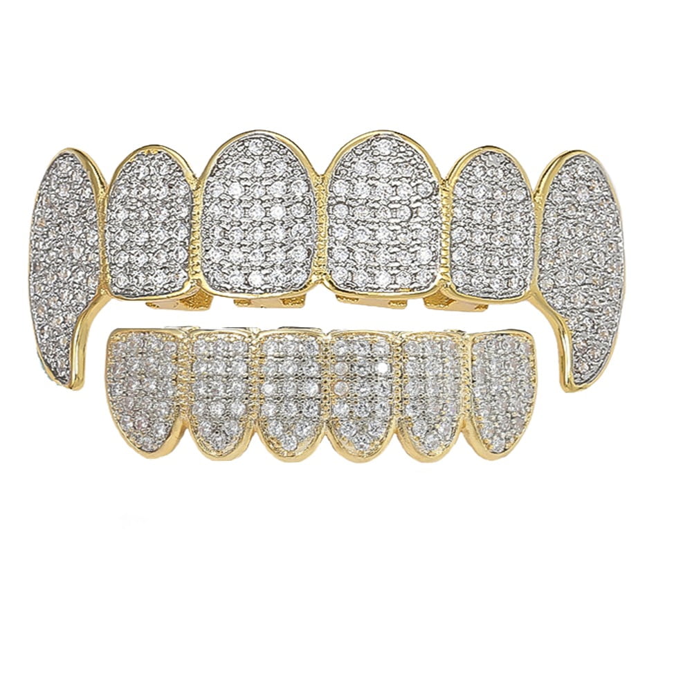 Rapper Men and Women Fashion Accessories，Iced Out Diamond Teeth Grillz ...