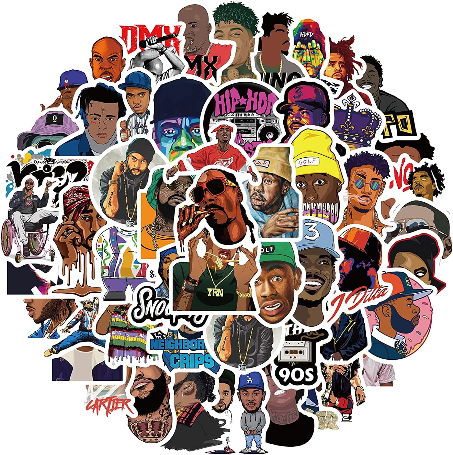 Rapper Mixed Stickers 50PCS Singer Stickers Pack Vinyl Waterproof ...