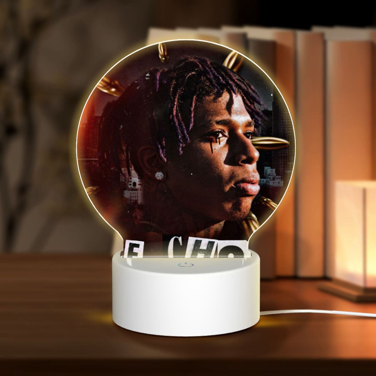 Rapper NLE Choppa Round Acrylic Night Light USB Cable LED Lamp Base ...