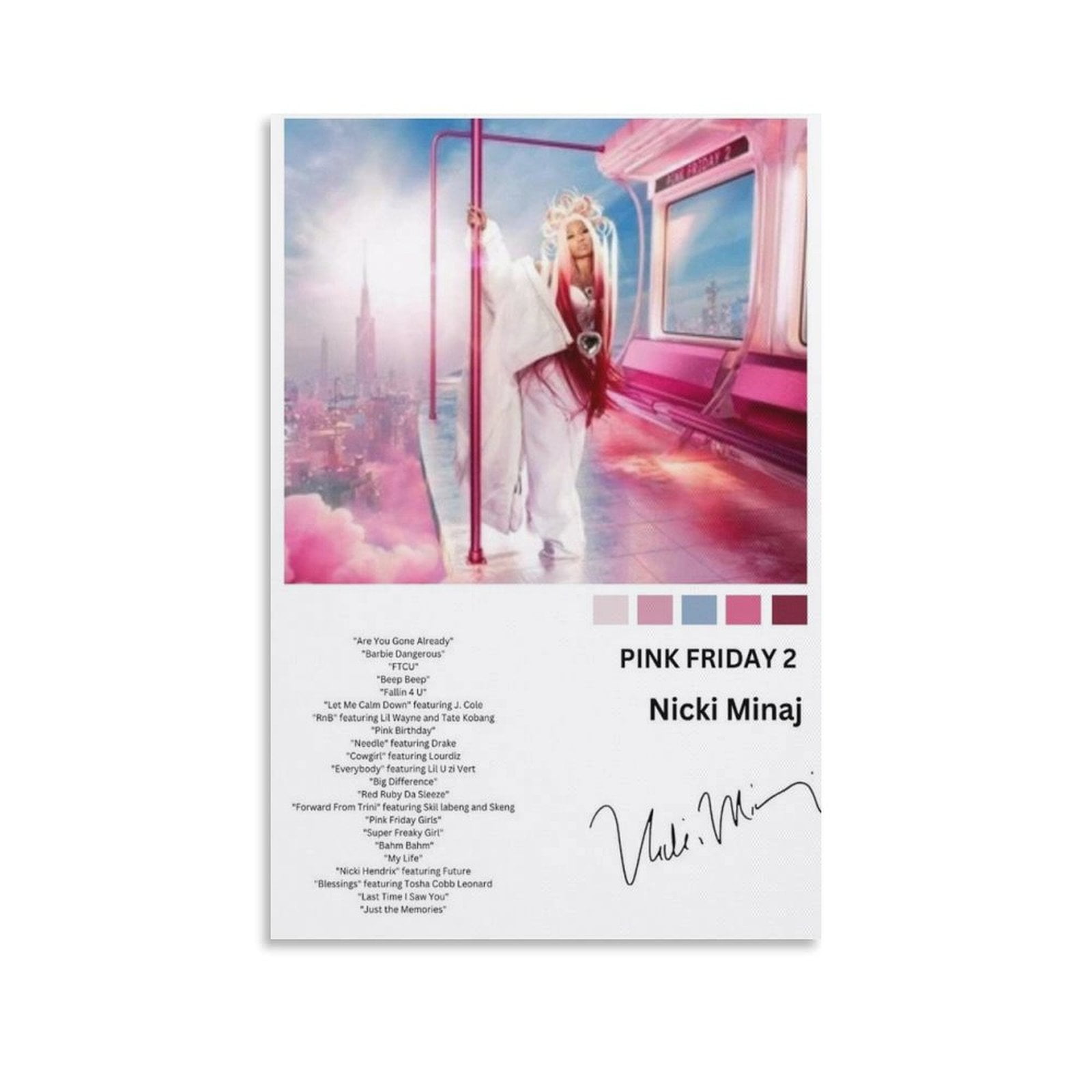 Rapper Nicki Poster Minaj Rap Hip Hop Pink Friday 2 Music Album Cover ...