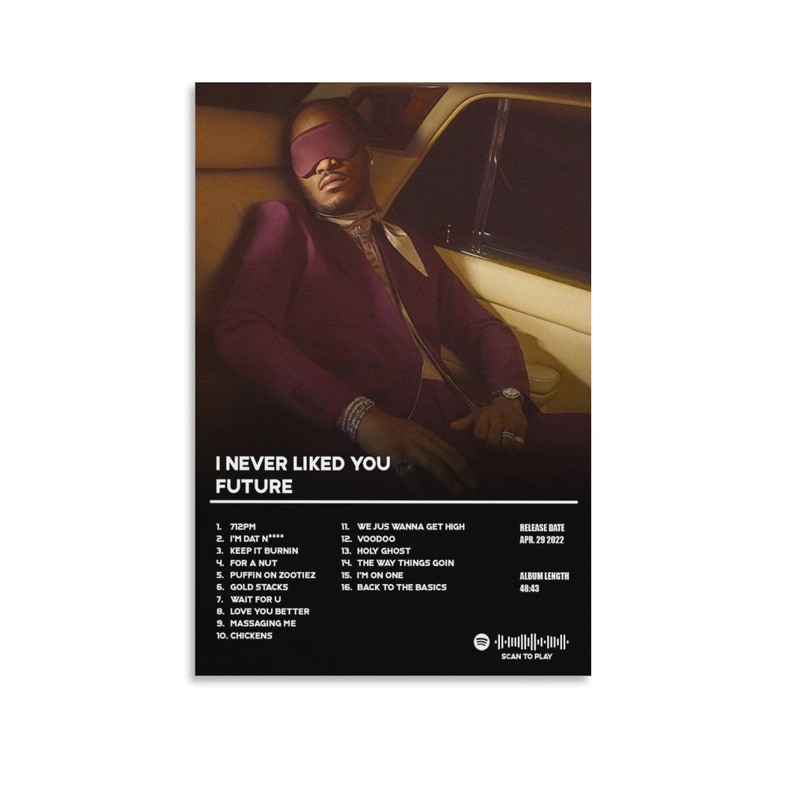 Rapper Poster Future Rap Hip Hop I NEVER LIKED YOU Music Album Cover ...