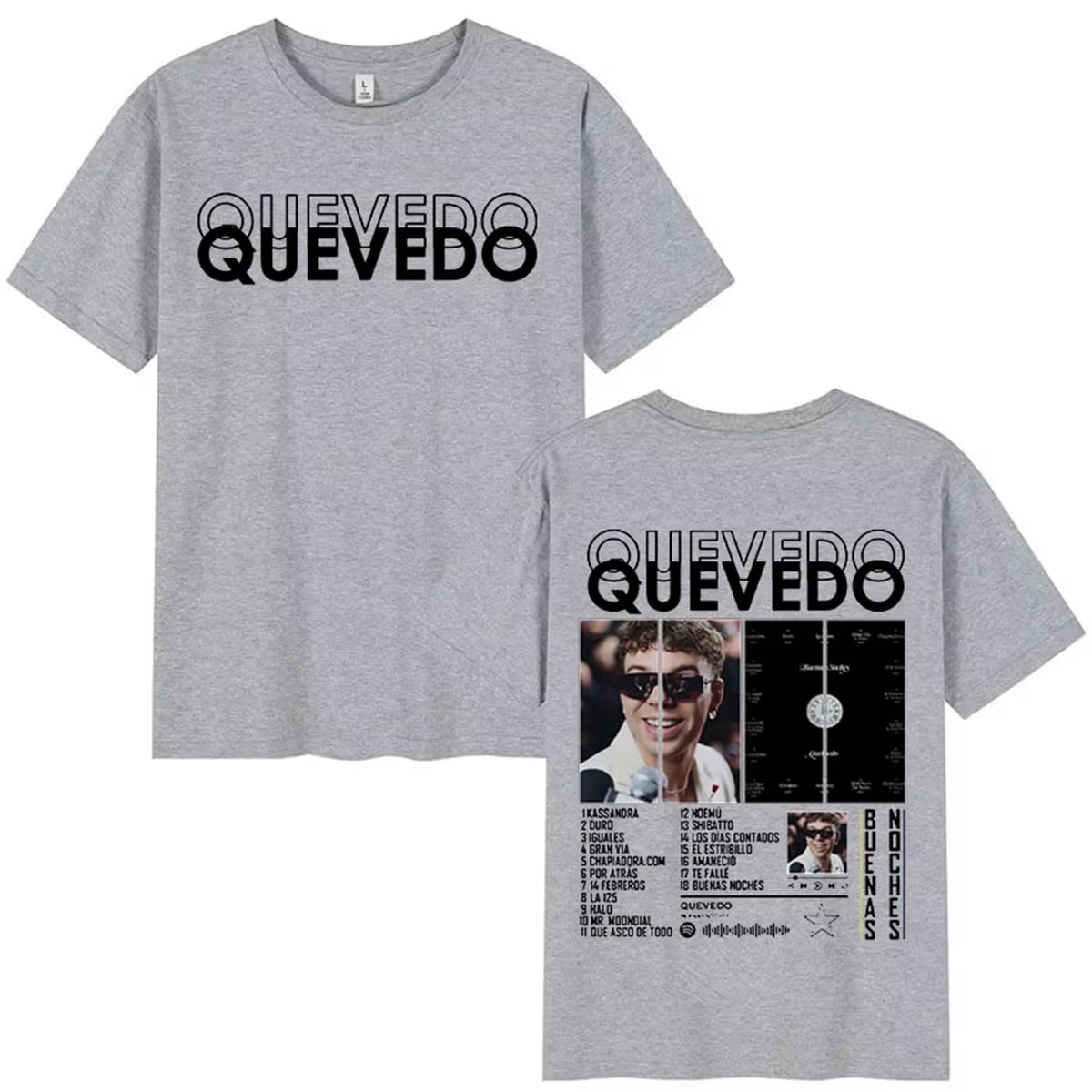 Rapper QUEVEDO Buenas Noches 2025 Tour T-Shirt Unisex Short Sleeve ...